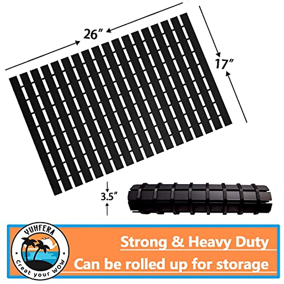 Bathtub Anti-Slip mat with Grip Floor Rubber Backing for Bathroom,Massage Shower mat,Bath tub mats, No Suction Cups Thick Drainage mat,Water Resistance(SPA Black)