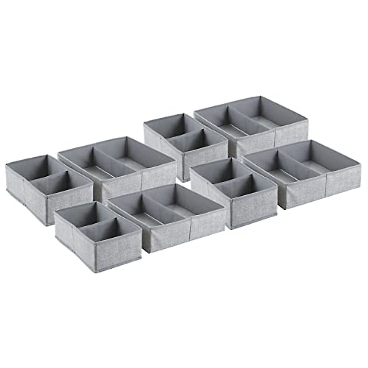 mDesign Soft Fabric Dresser Drawer and Closet Storage Organizer Bin for Bedroom - Holds Lingerie, Bras, Socks, Leggings, Clothes, Purses, Scarves, Lido Collection - 4 Pack - Gray