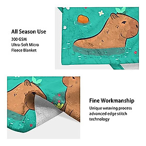 XaocNyx Capybara Throw Blanket for Baby - 30x40 Inches Lap Size - Soft Fluffy Cozy Blankets Gift - Green Cute Blanket Throws for Couch, Work