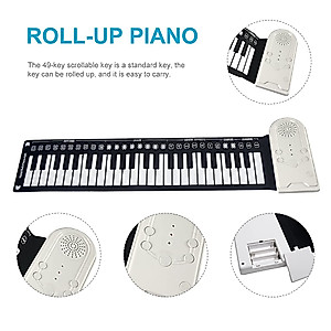 Roll Up Piano,49 Keys Electric Piano Keyboard,Portable Keyboard Piano,Keyboard Piano for Beginners(Silver)