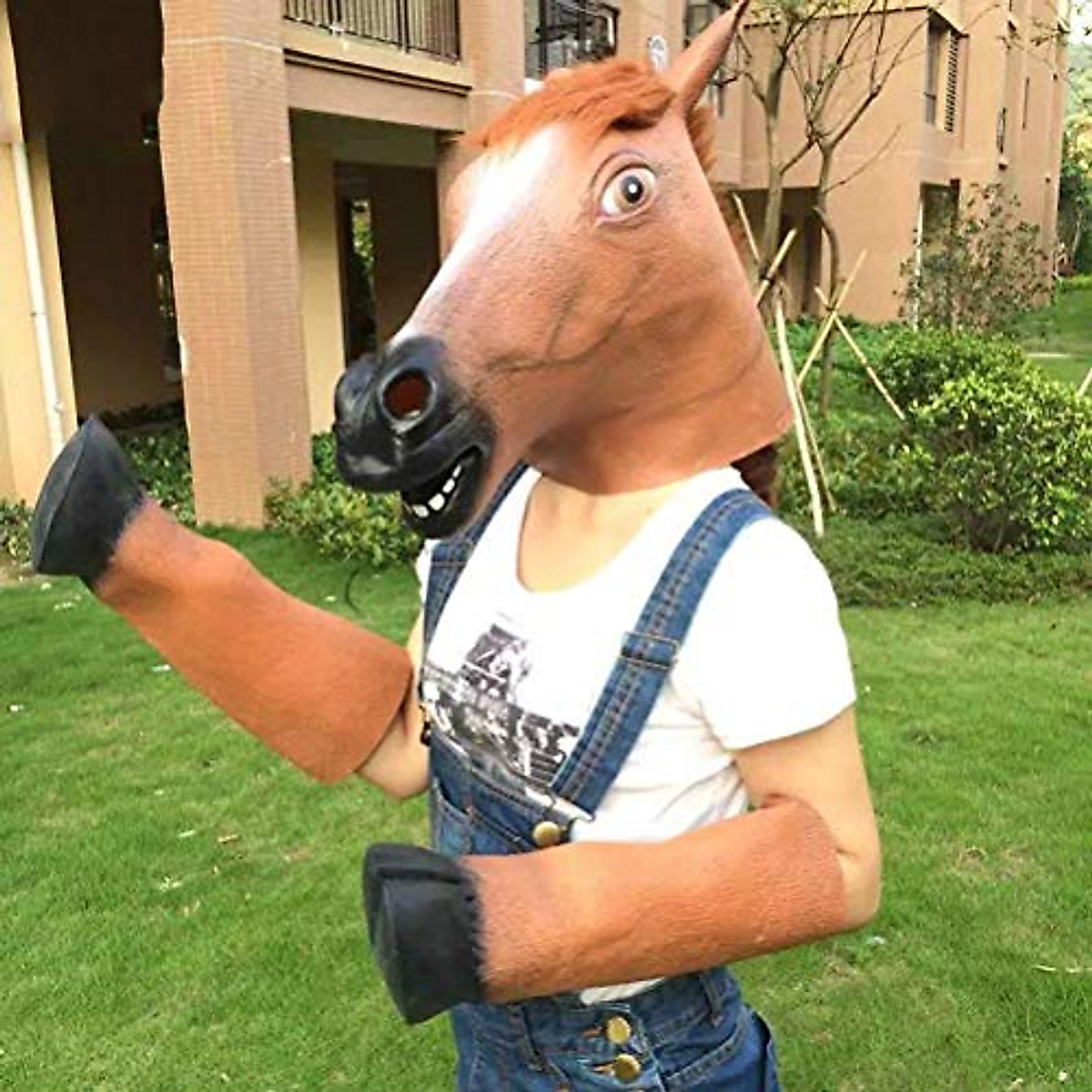 Amosfun Halloween Latex Rubber Horse Hooves Gloves Animal Glove Halloween Party Adult Costume Props (Light Brown) Party Favors