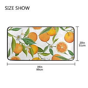 Orange Fruits Flowers Kitchen Mat Rugs Cushioned Chef Soft Non-Slip Floor Mats Washable Doormat Bathroom Runner Area Rug Carpet