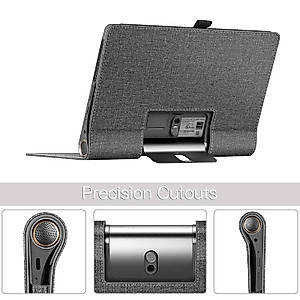 Fintie Case for Lenovo Yoga Smart Tab 10.1 (YT-X705F) Tablet, Premium Vegan Leather Slim Fit Case Folio Stand Protective Cover with Auto Sleep/Wake Feature, Gray