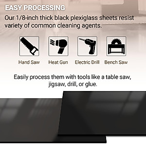 CALPALMY (2-Pack) 12 x 12 Black Acrylic Sheet 1/8" Thick - 3mm Thick Black Plexiglass Plastic Sheet; Use for Craft Projects, Signs, Sneeze Guard and More - Cut with Cricut, Saw or Hand Tools