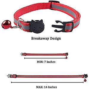 D-buy Cat Collars with Bell, Breakaway Cat Collars, Reflective Cat Collars, Nylon Cat Collars with Bell, Collars for Cats (4 Colors)