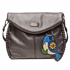 Chala Charming Crossbody Bag Shoulder Handbag With Flap Top and Zipper Navy/Pewter (Coin Purse_ Blue Bird)