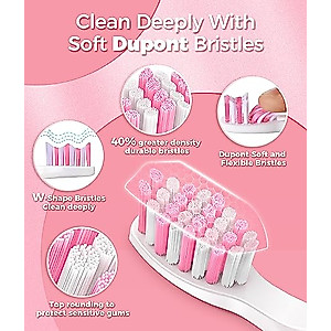 TEETHEORY Upgraded Version-Sonic Electric Toothbrush for Adults with 8 Brush Heads, Power Electric Toothbrush with 40000 VPM 5 Modes, Rechargeable Fast Charge 4 Hours (Pink)