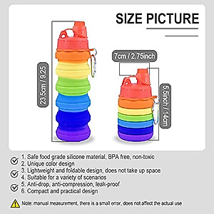 Mumutan 16oz Silicone Water Cup Water Bottles Sports, BPA Free, Leak-proof Collapsible Folding Water Bottle Cups, for Family Home, Office, Gym Outdoor camping(16oz kaBlue-D)