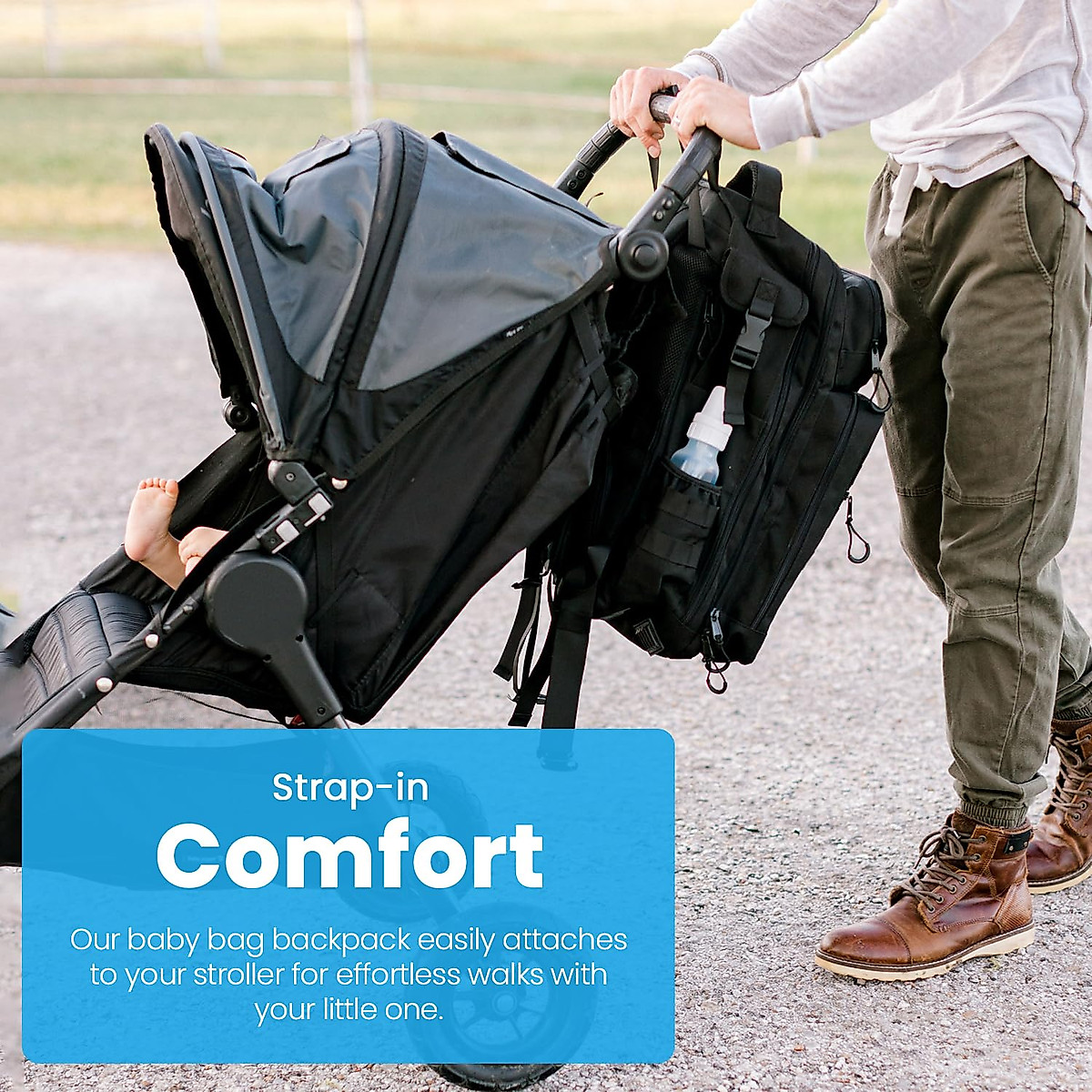 PKB Premium Dad Diaper Bag - Diaper Bag with Changing Station - Baby Diaper Bag for Men - Baby Essentials Waterproof Backpack - Diaper Bag with Insulated Pockets - With Luggage & Stroller Straps