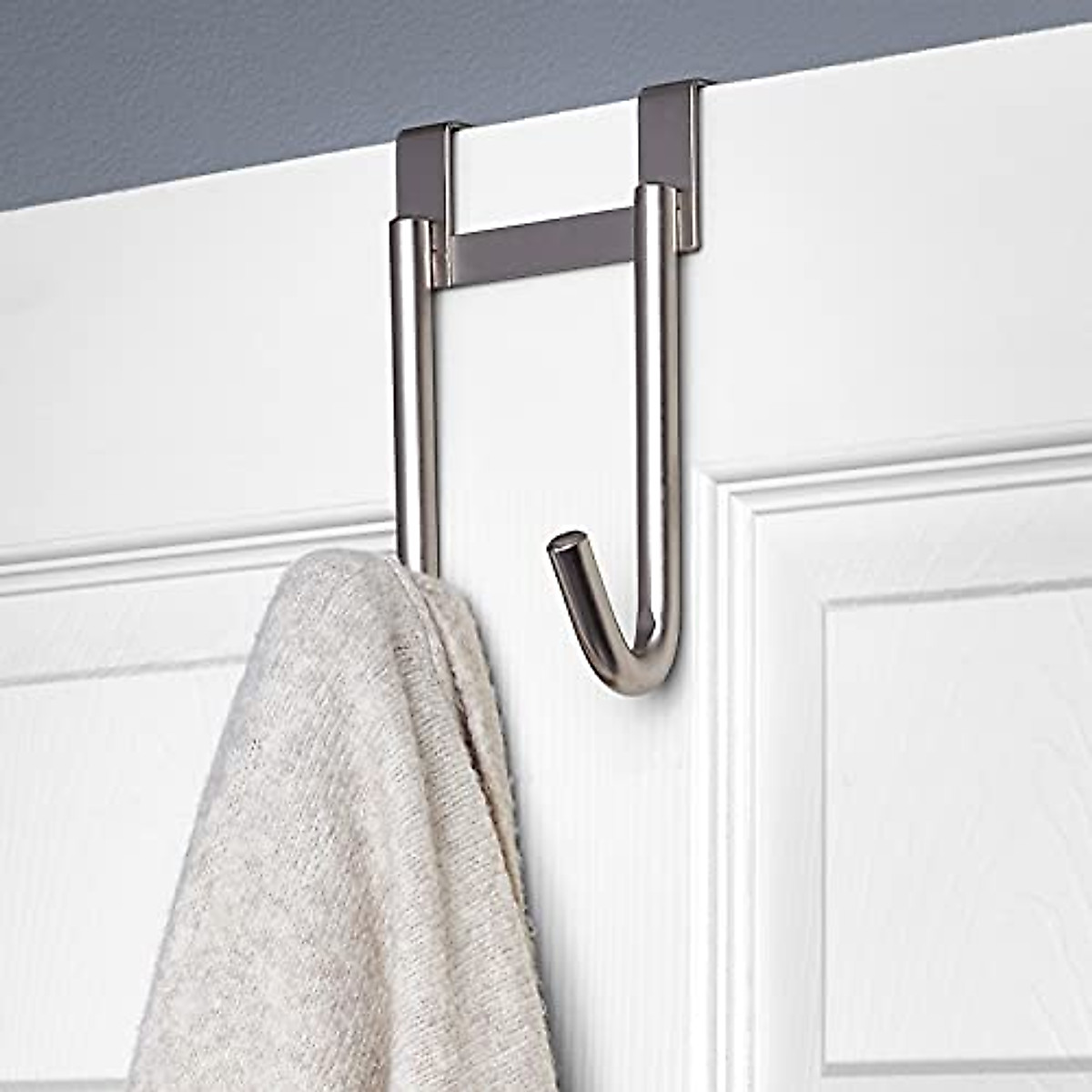 Spectrum Diversified Orion Door Double Hook for Bedroom, Bathroom, or Entryway Storage, Satin Nickel