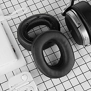 Geekria QuickFit Protein Leather Replacement Ear Pads for Sony MDR-HW700, MDR-HW700DS Wireless Headphones, Replacement Ear Cushion/Ear Cups/Ear Cover, Headset Earpads Repair Parts (Black)