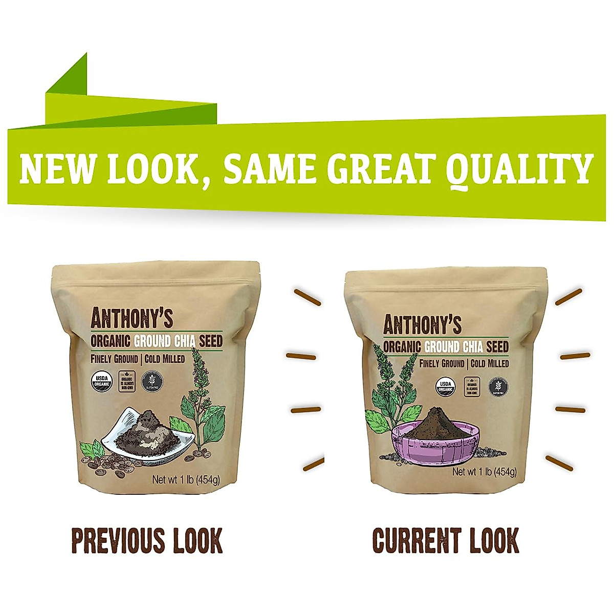 Anthony's Organic Ground Chia Seed, 1 lb, Finely Ground, Cold Milled, Gluten Free, Non GMO