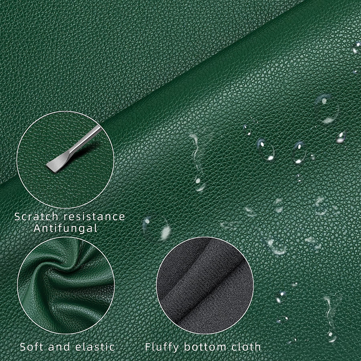 Soft PU Leather Large Faux Leather 36" x 54", 0.8 mm Thickness Faux Leather Fabric by The Yard Leather Material for Upholstery Couch Sofa Bags Chairs Car Seats DIY Crafts (Green)