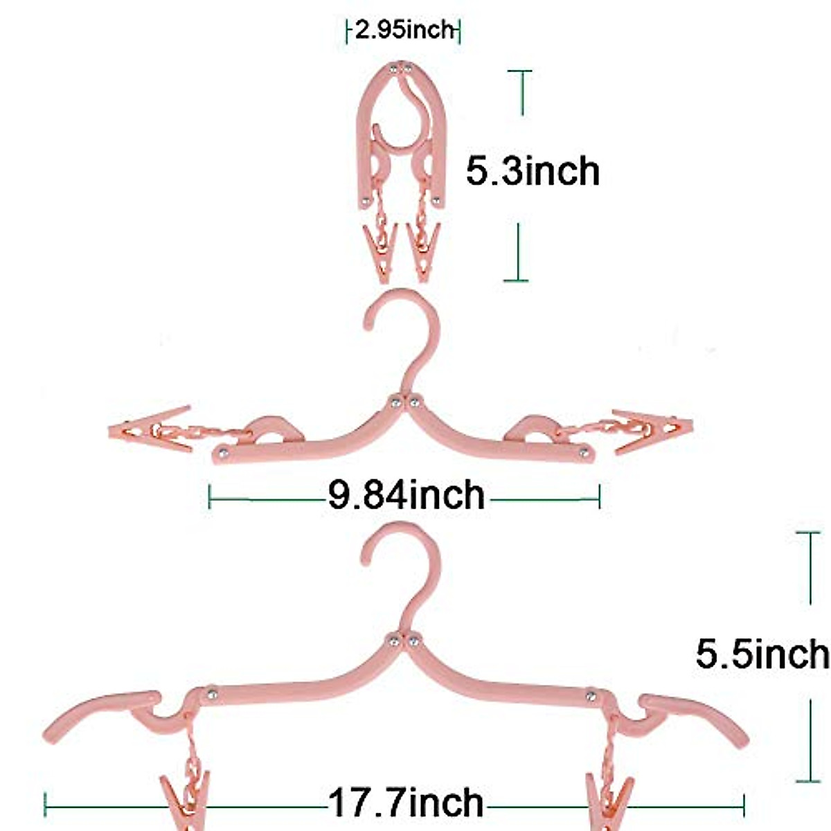 Travel Hangers with Clips Portable Folding Clothes Hangers with 1 pcs Clothesline 12 pcs with 24 pcs Hanger Clips for Scarves Suits Trousers Pants Shirts Socks Underwear Travel Home Foldable Clothes