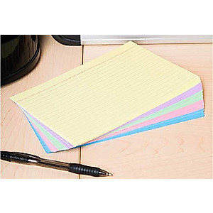 1InTheOffice Index Cards 5 x 8 Ruled Colored, Assorted 200/Pack