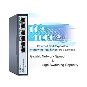 FASTCABLING PoE Passthrough Switch 4 Port, VLAN, QoS, Expand Network Port with Existed Cat5e/Cat6 Cable, Managed 60W PoE Powered Switch, IEEE802.3at/bt