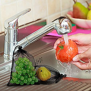 10 Pieces Mesh Bags Drawstring Laundry Bags Large Nylon Mesh Bags Small Gift Bag Dishwasher Bag with Sliding Drawstring for Kitchen Jewelry Toys Gifts Wedding Favour Home (Black, 5.5 x 7.5 Inch)