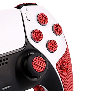 TALONGAMES Controller Grips Compatible with Playstation 5 DualSense, Anti-Slip, Sweat-Absorbent, Textured Skin kit, for PS5 Controllers Handle Grips, Buttons, Triggers, D-pad (Pro Version - Red)