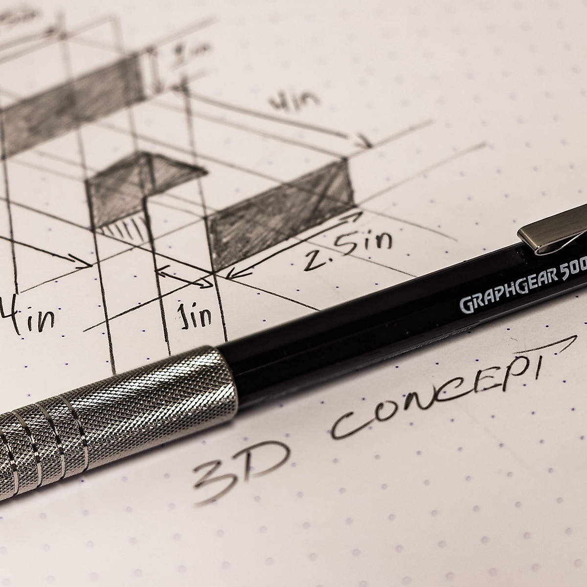 Pentel Mechanical Pencil GraphGear 500 Automatic Drafting Pencil - .7mm Lead Size - Includes 50 Lead & 4 Eraser Refills