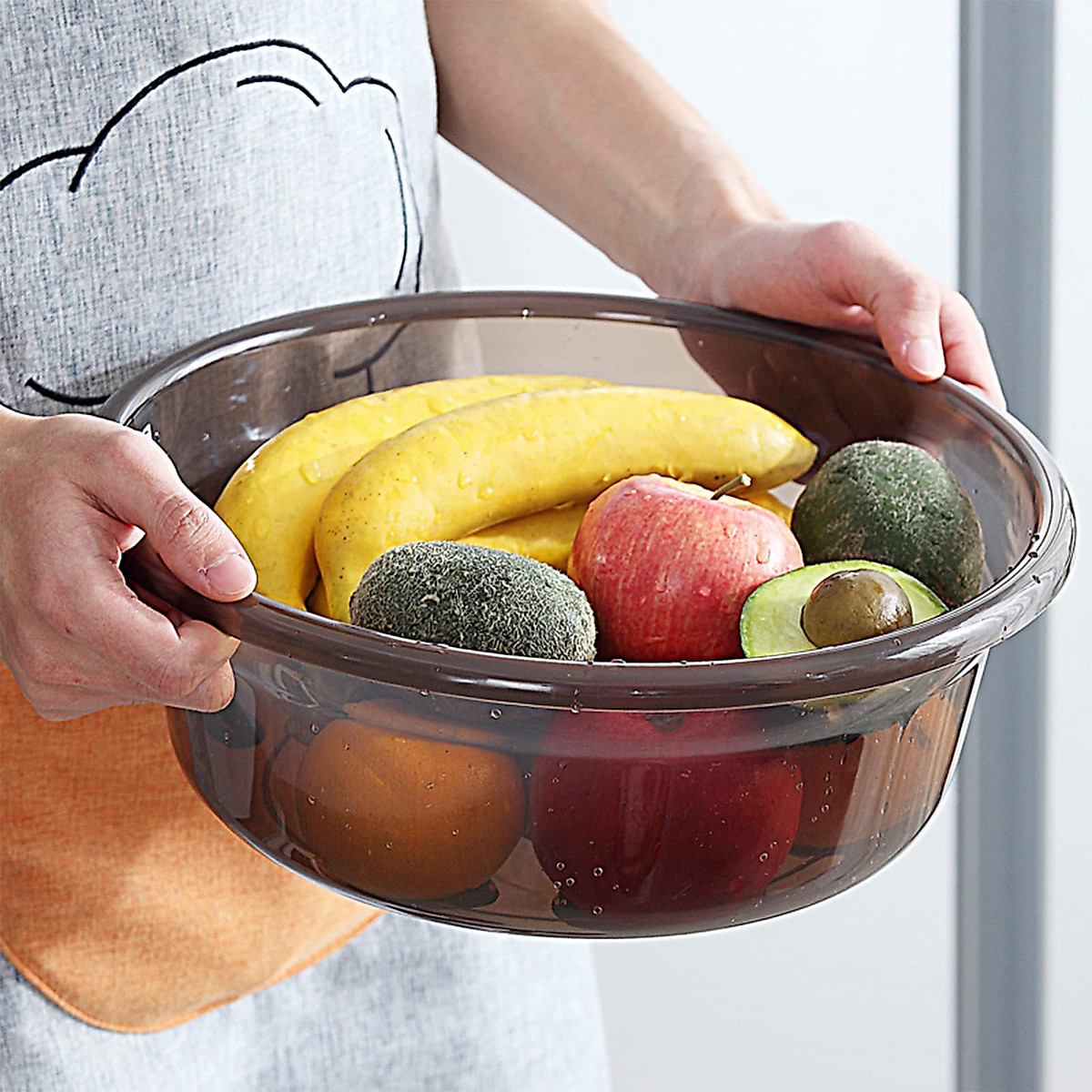 ZEAYEA 6 Pack Plastic Wash Basin, Stackable Small Camping Wash Basin Tub, 4 Quart Round Vegetable Fruit Dish Pan for Home Kitchen Outdoor Indoor Cleaning