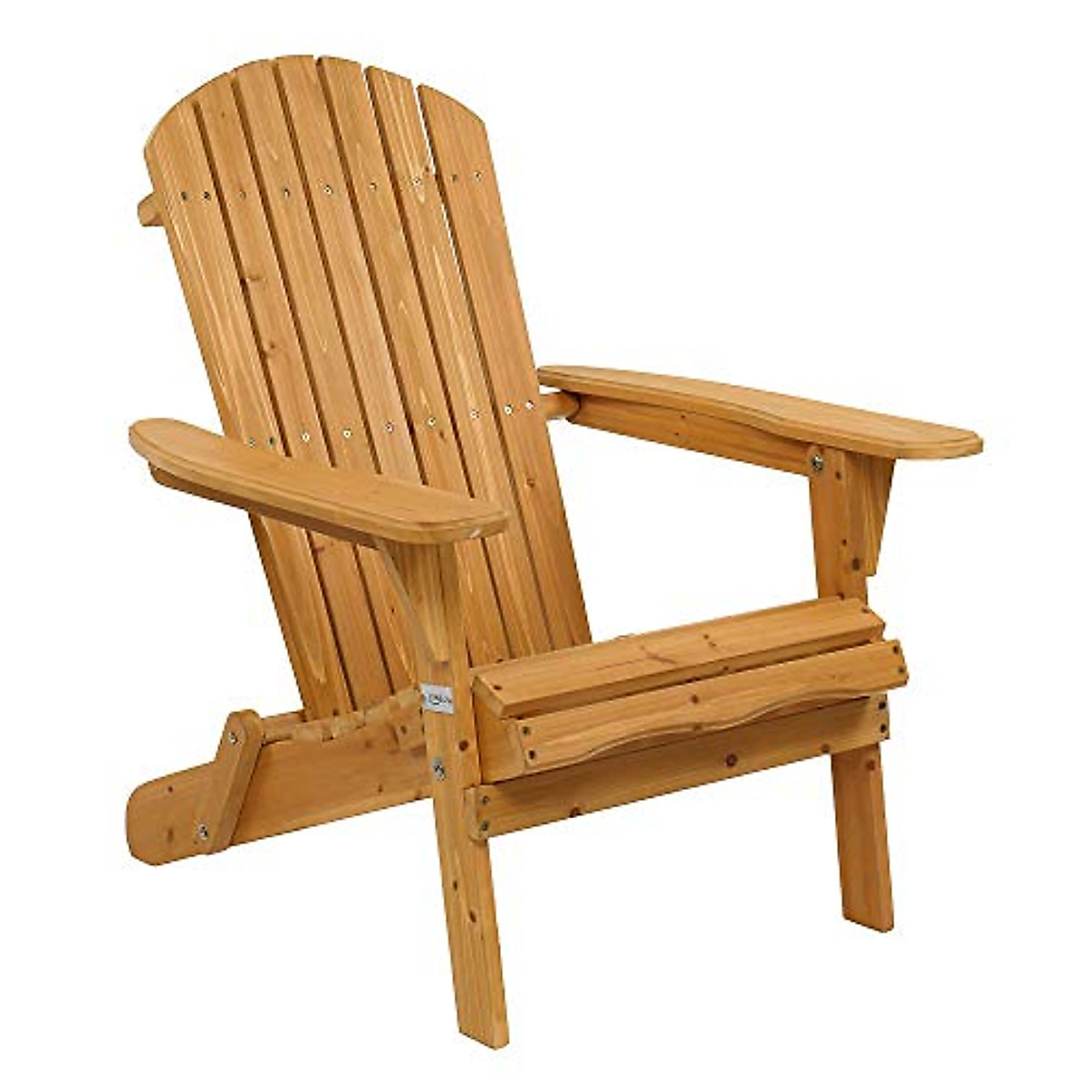 VINGLI Wooden Adirondack Chair 350 LBs Support Ergonomic Design, Folding Outdoor Patio Fire Pit Lounge Armchair Furniture w/Natural Finish, for Beach, Poolside, Balcony