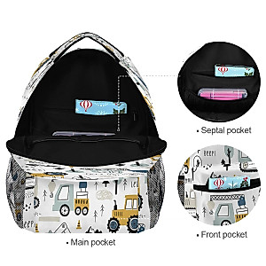 Backpack School Bookbag Travel Bag Childish Truck Excavator for Girls Boys Teen