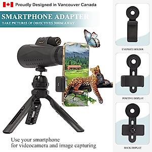 Fetch Falcon 10-30X50 FMC HD Spotting Scopes (Water-Resistance Long Range Spotting) with Tripod Phone Adapter (10-30X50 Black)