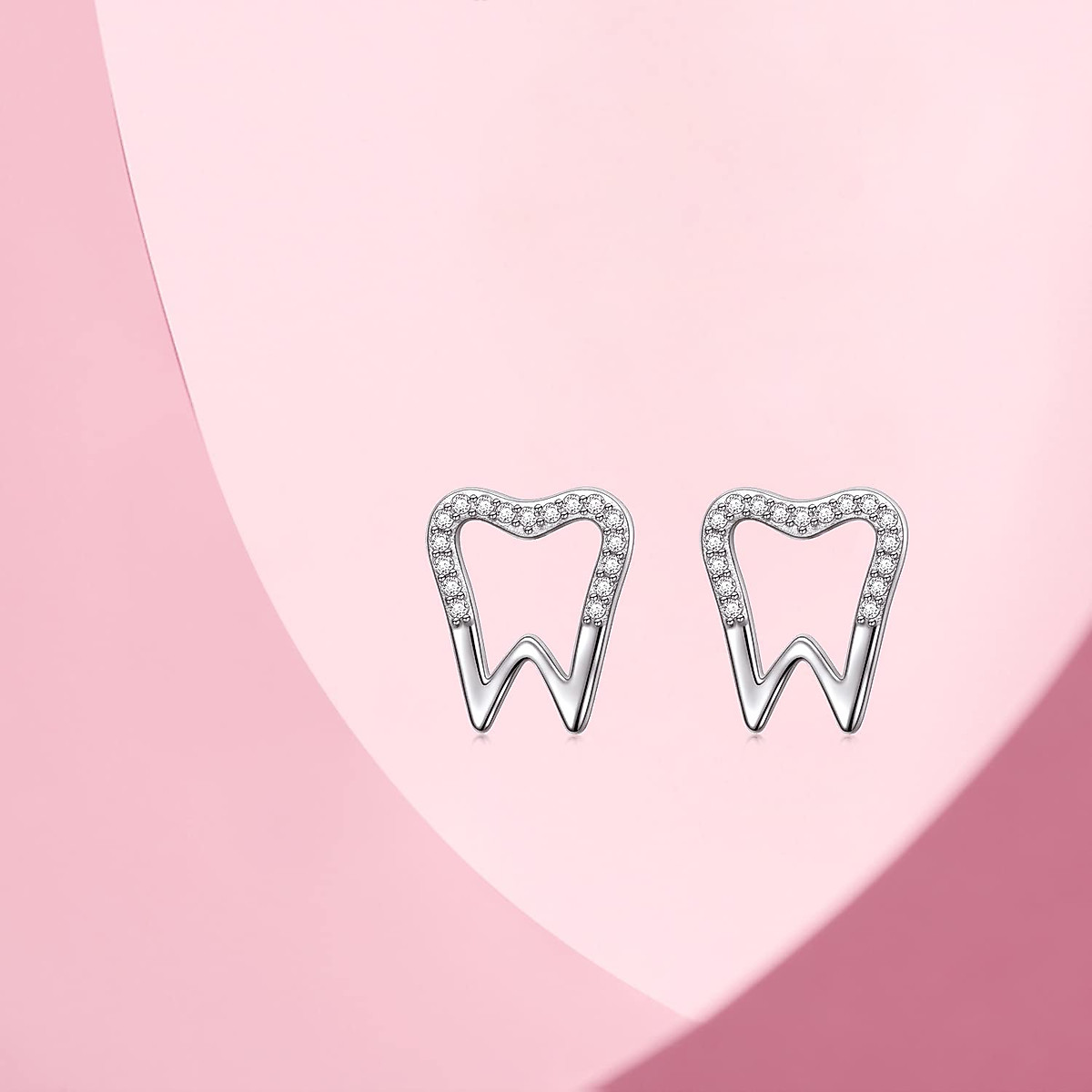 925 Sterling Silver Dainty Tooth Stud Earrings for Women Gifts Jewelry
