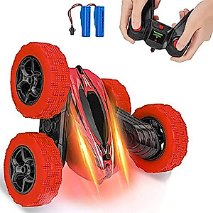 Remote Control Car RC Stunt Car Toy, High Speed 2.4Ghz Remote Control Race Car, Double Sided 360°Rotating Tumbling Rechargeable Car, 4WD Off Road Vehicle, 3D Deformation Car, Great Gift for Kids, Red
