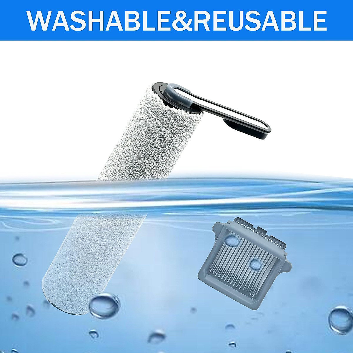 Brush Rollers and Filters Replacement Compatible with Tineco iFLOOR 5 Breeze Complete Vacuum Cleaner- 2 Brush Rollers + 2 Vacuum Filters + 1 Cleaning Tool