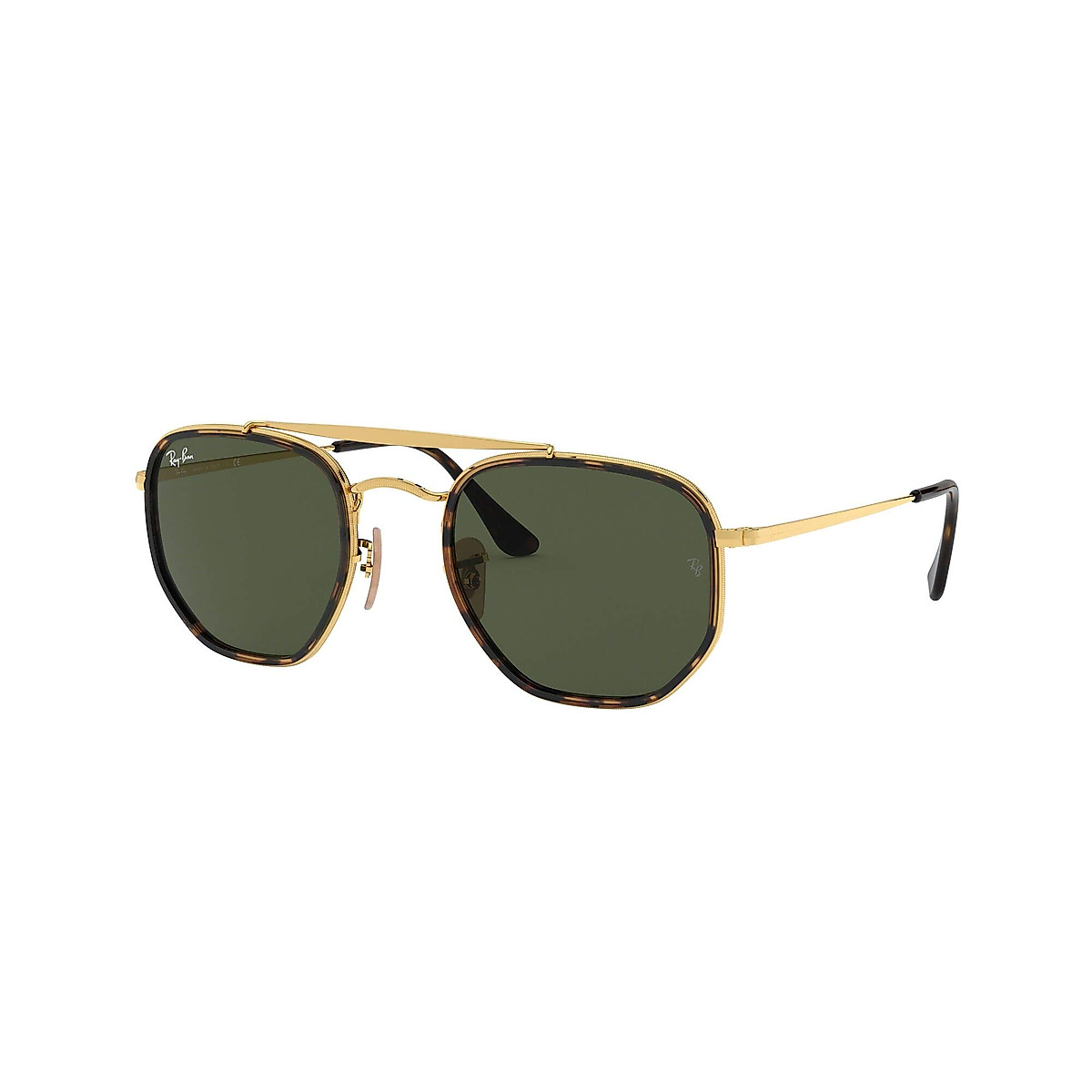 Ray-Ban RB3648M The Marshal II Hexagonal Sunglasses, Gold/G-15 Green, 52 mm