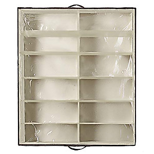 Ziz Home Under Bed Shoe Organizer 2 Pack for Kids and Adults - 12 Pairs - Underbed Shoes Closet Storage Solution - Made Materials with Front Zippered Closure - Easy to Assemble (1) (2)