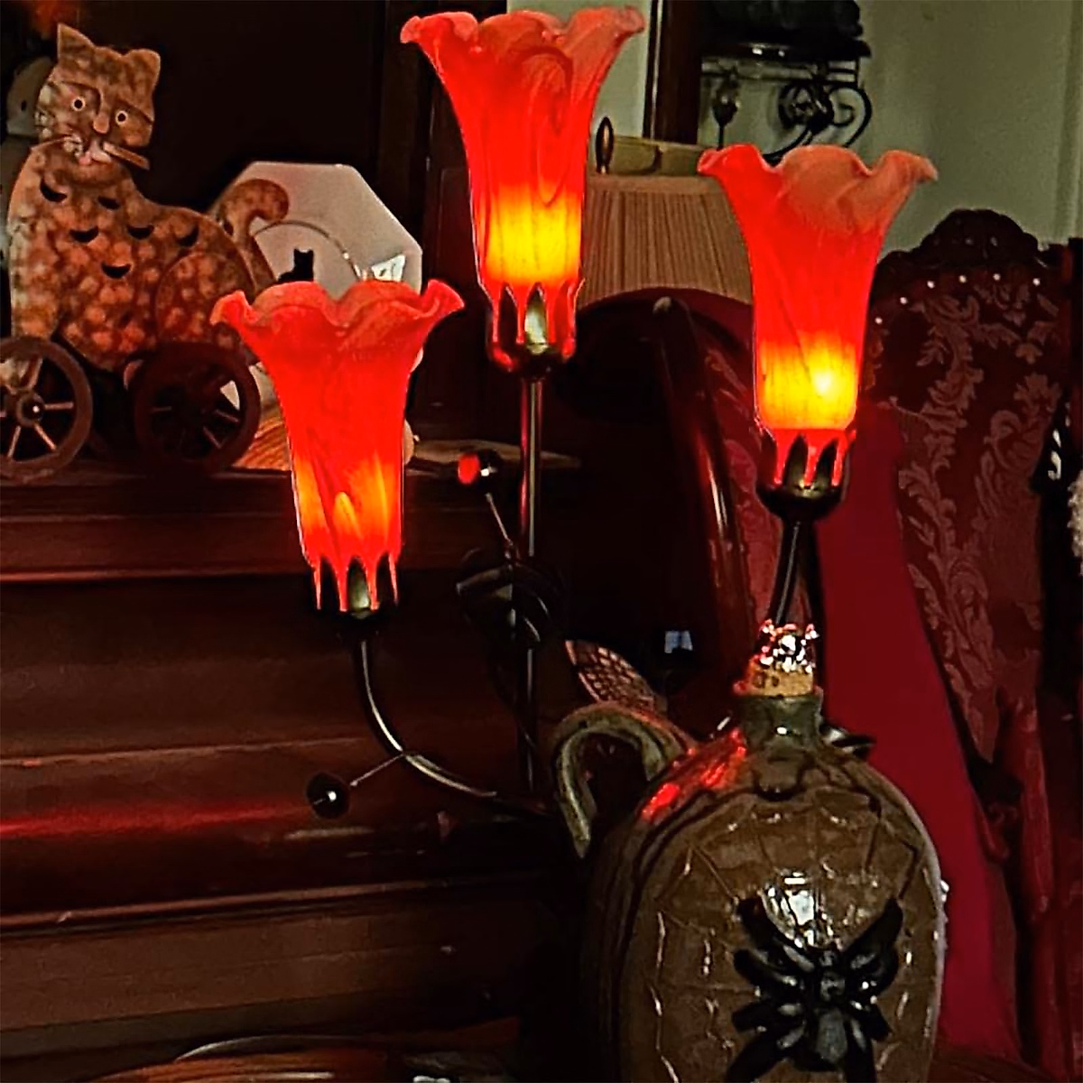 Romasaty Flicker Flame Light Bulb, Flame Shaped Bulb Dances with a Flickering Orange Glow, E12 Flame Candelabra Light Bulbs, 12 Pack