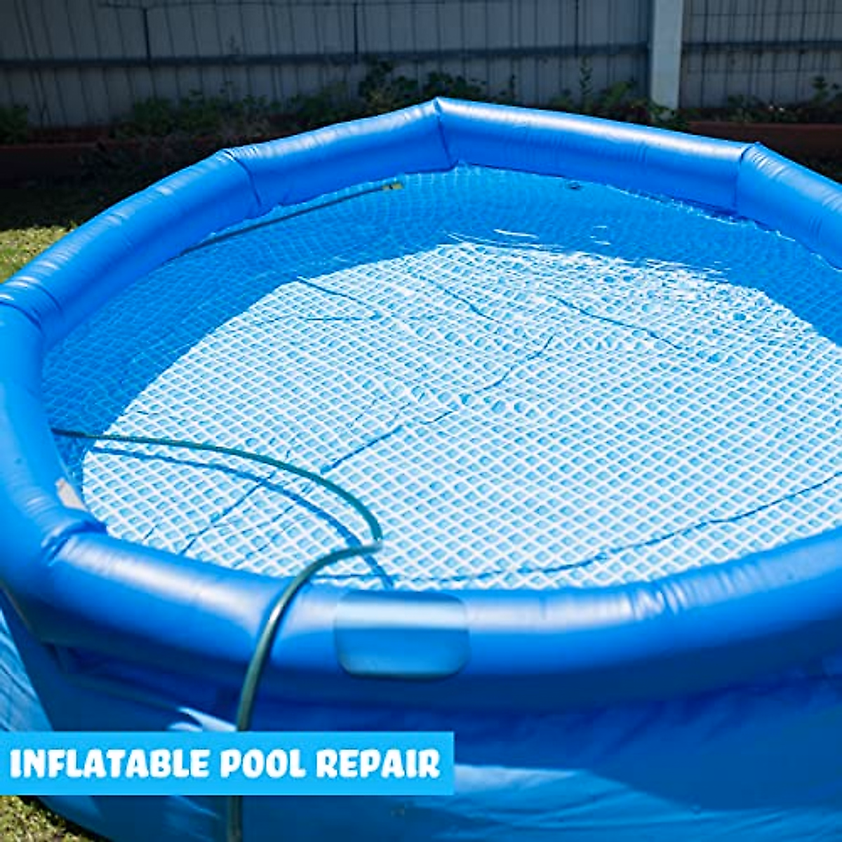 Nuanchu Vinyl Pool Liner Patch Self-Adhesive PVC Repair Patch Rectangle Pool Repair Patch for Swimming Pools Inflatable Boat(Solid Blue,12 x 40 Inch)