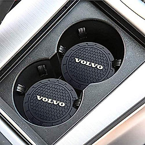 JDclubs 2.75 Inch Diameter Oval Tough Car Logo Vehicle Travel Auto Cup Holder Insert Coaster Can 2 Pcs Pack (fit Volvo)