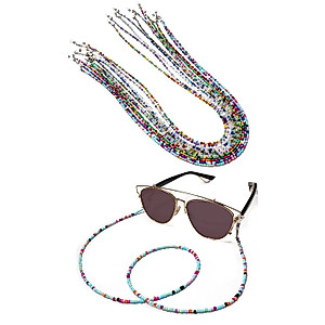 8 Pcs Beaded Eyeglass Chains for Women & Girls, Multifunction Colorful Mask Glasses Lanyard Sunglass Holder Strap Around Neck,Bead Holders Face Mask Chains Clamp Necklace Strap with Eyeglass Loop