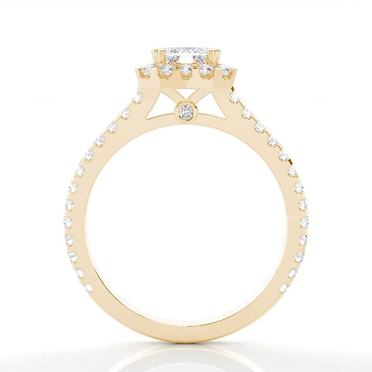 Emerald Halo Cut Moissanite 1ct Engagement Rings for Women 10K Yellow Gold Prong Set Promise Ring for her Proposal Wedding Anniversary