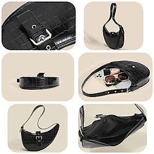 FONETTOS Y2K Saddle Hobo Bag, Women Shoulder Purse Moon Bag Handbag Fashion for Girls