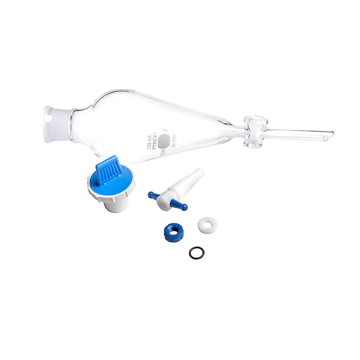 PYREX Pear-Shaped Squibb Separatory Funnel - Borosilicate Glass Funnel with PTFE Product Standard Stopcock & Polyethylene Standard Taper Stopper – Premium Reusable Funnel - PYREX Lab Glassware, 1/Pk