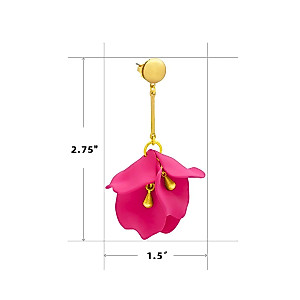 ZENZII Gifts for Women,Flower Pastel Petals Dangle Earrings,Christmas Valentines Mothers day Birthday Gifts for Her Women Mom Wife Sister Girlfriend Teenage Girls (Hot Pink)