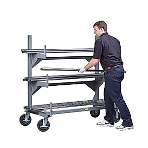 Little Giant CBR-2448-8PHBK Welded Cantilever Rack, Mobile Version, 24"W x 48"L, 61" Height, 24" Width, 4000 Pounds Load Capacity, Gray