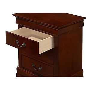 Glory Furniture Louis Phillipe 3 Drawer Nightstand in Cherry