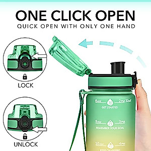 GOSWAG 32oz Motivational Water Bottles with Time Marker and Fruit Strainer, Sports Water Bottle with Times to Drink, Leakproof, Reusable Plastic Bottle with Strap no Straw for Gym, School