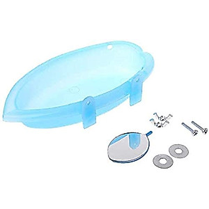 2 PCS Bird Bathtub with Mirror Toy Parrot Shower Tub Cleaning Tool Plastic Durable Odorless Cage Accessories for Small Parakeet Cockatiel Conure Lovebird Finch Budgie Canary