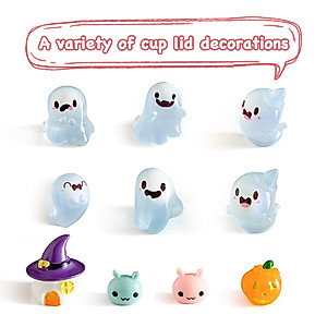 Xyntara Halloween Stanley Cup Lid Accessories 12pcs,Straw Toppers for Stanley Cups 40 Oz Cute,10mm Silicone Straw Covers Cap for Tumblers,Stanley Charms for Handle,Halloween Straw Cover