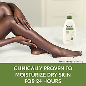 Aveeno Daily Moisturizing Body Lotion with Soothing Prebiotic Oat, Gentle Lotion Nourishes Dry Skin With Moisture, Paraben-, Dye- & Fragrance-Free, Non-Greasy & Non-Comedogenic, 18 fl. oz