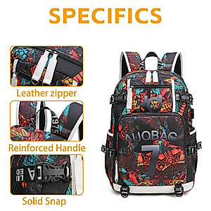 AUOBAG Canvas Backpack for men School bag for boys Bookbag for teenage with USB Charging Port Fits 15.6 Inch Notebook (Black)