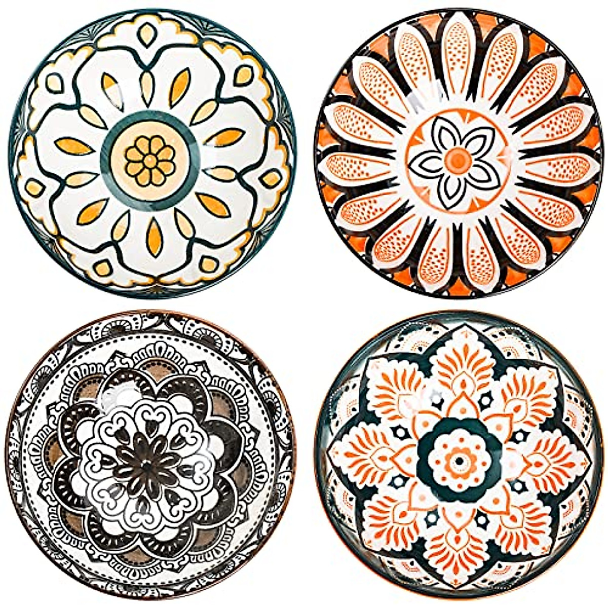 Foraineam 12 Pack Porcelain Bowls, 10 Ounces Small Bowl Set, Colorful Floral Round Bowl for Soup, Ice Cream, Snacks, Rice, Salad, Fruits, Side Dishes, Dishwasher and Microwave Safe