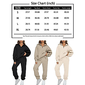 AUTOMET Women's Sweatsuits 2 Piece Outfits Long Sleeve Half Zip Pullover and Baggy Sweatpants with Pockets CoffeeGrey XL
