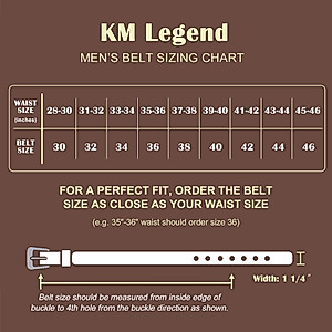 KM Legend Men's Genuine Leather Dress Belt with Premium Quality - Classic & Fashion Design for Work Business and Casual (esBrown, 34)